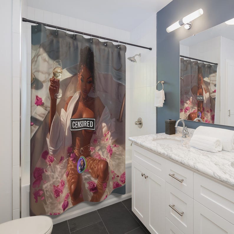 Boujee Boobs Collection | Wide Open – Sultry Black Girl Luxury Bath Art Print | Sensual Feminine ...