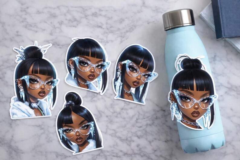 Icy Glam Black Woman PNG Clipart Bundle | Futuristic Art (digital ...