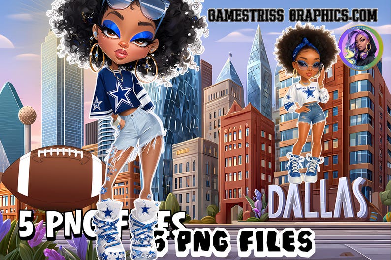 Cowboys Girl Digital Download | Dallas Girl Clipart: Black Woman, NFL ...