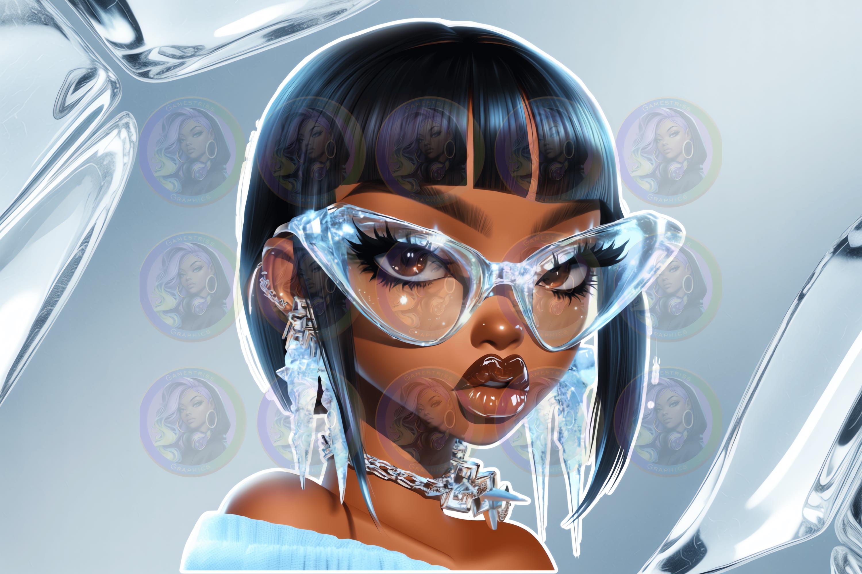 Icy Glam Black Woman PNG Clipart Bundle | Futuristic Art (digital ...