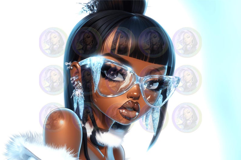 Icy Glam Black Woman PNG Clipart Bundle | Futuristic Art (digital ...