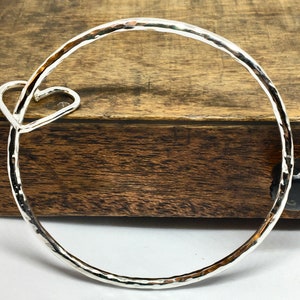 Solid Silver Heart Charm Bangle - Etsy