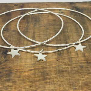 Sterling Silver Star & Moon Bangles - Etsy UK