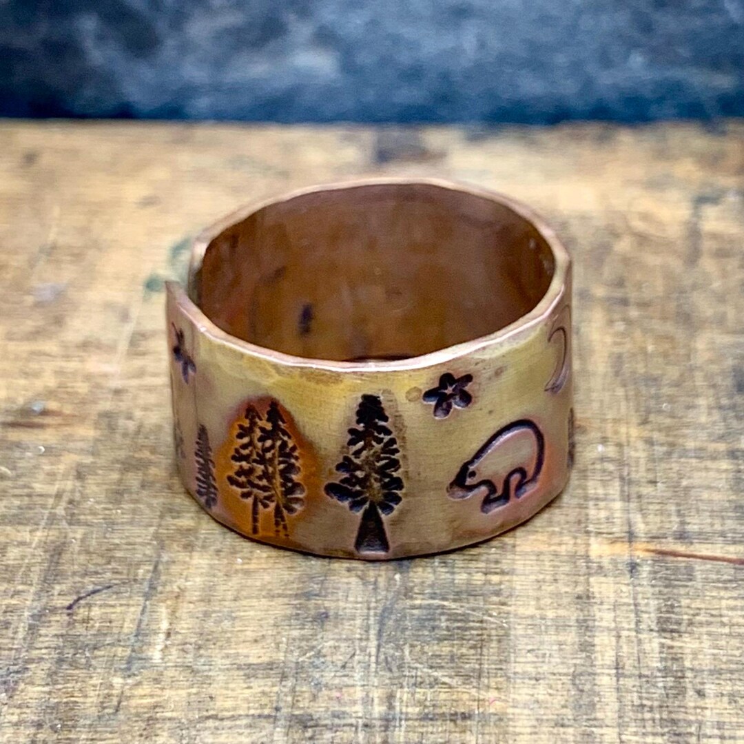 Adjustable Woodland Copper Ring - Etsy