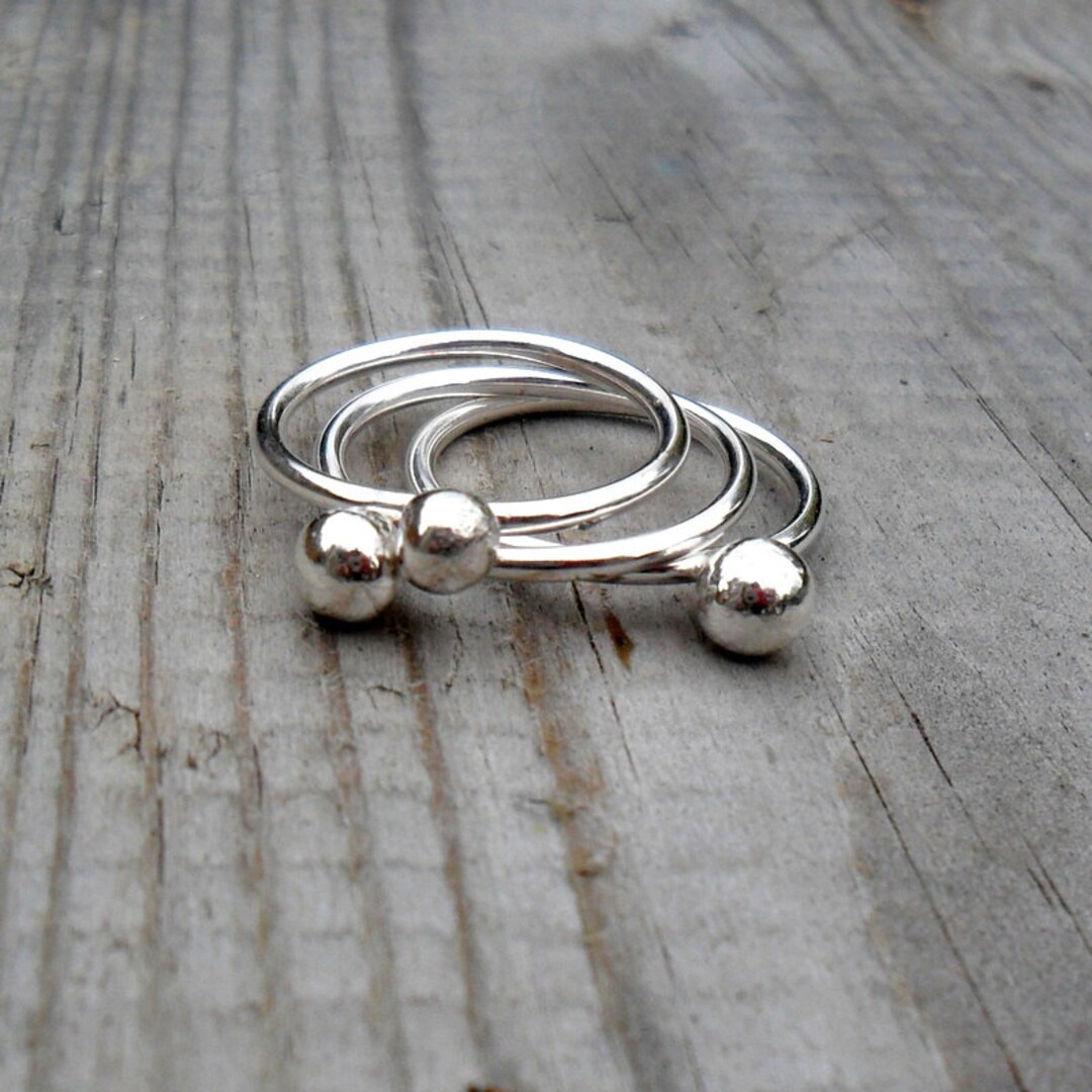 Silver Berry Stacking Rings | Sterling Silver Pebble Rings - Etsy UK