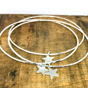 Sterling Silver Star & Moon Bangles - Etsy UK