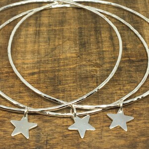 Sterling Silver Star & Moon Bangles - Etsy UK