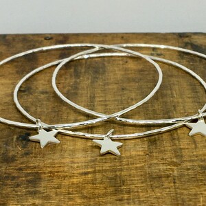 Sterling Silver Star & Moon Bangles - Etsy UK