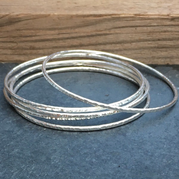 Sterling Silver Bangle Bracelet Set - Etsy
