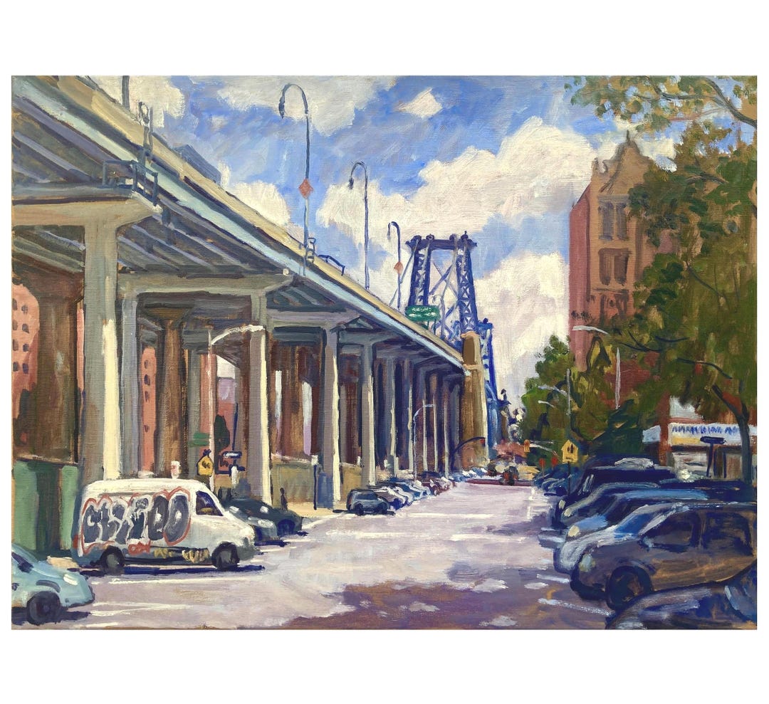 Large Oil Painting - From Delancey Street/williamsburg Bridge/nyc ...
