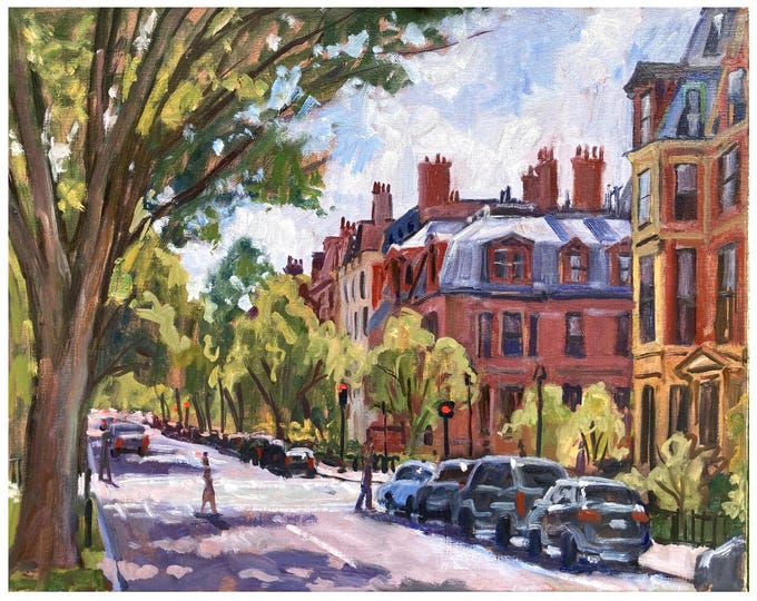 Boston Cityscape Painting - From Commonwealth Avenue/back Bay - 16x20 ...