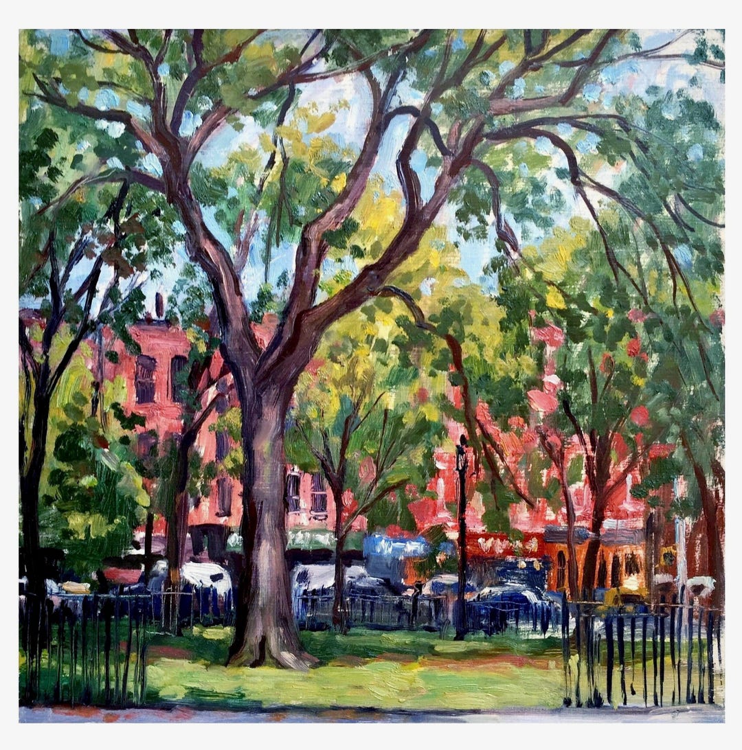 NYC Oil Painting - Tompkins Square Park/summer Light - Original 12x12 ...