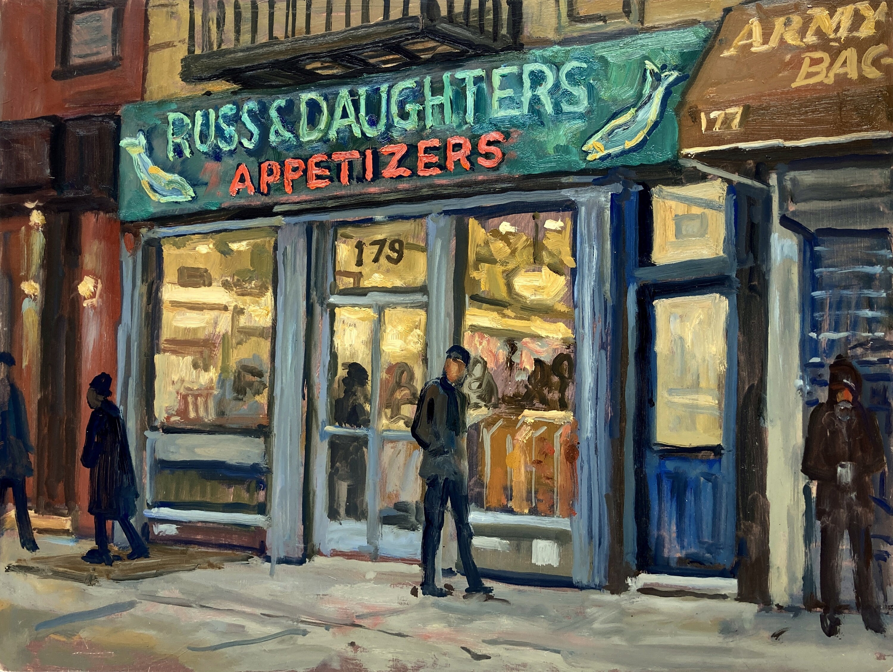 New York Cityscape Painting Russ and Daughters/nyc Rain - Etsy