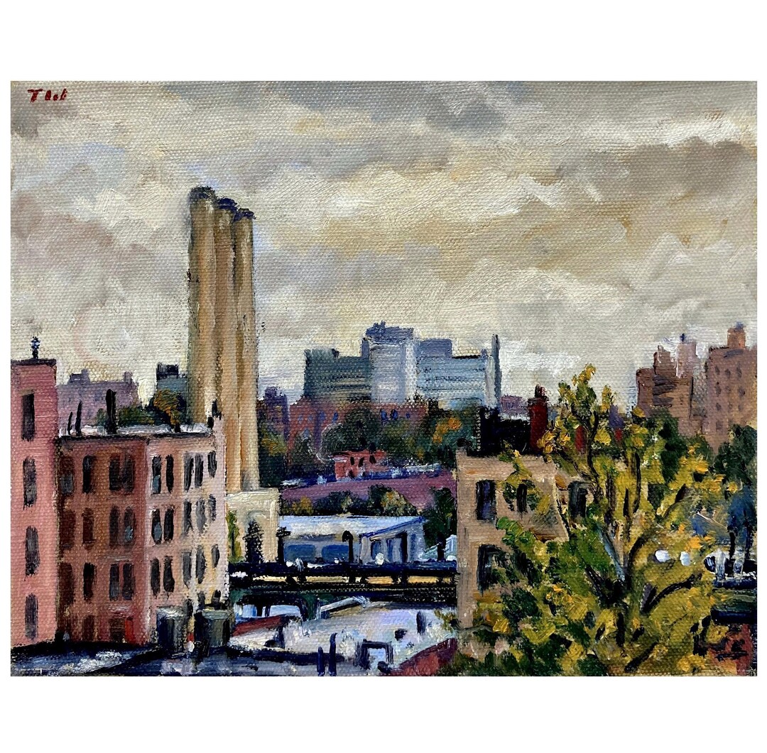 NYC Landscape Oil Painting: Inwood Rain, Urban Impressionist Art (8x10 ...