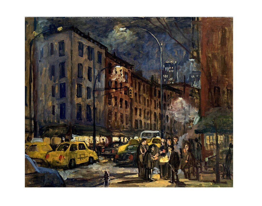 New York Oil Painting Cityscape Garbage Can Fire/nyc 16x20 - Etsy
