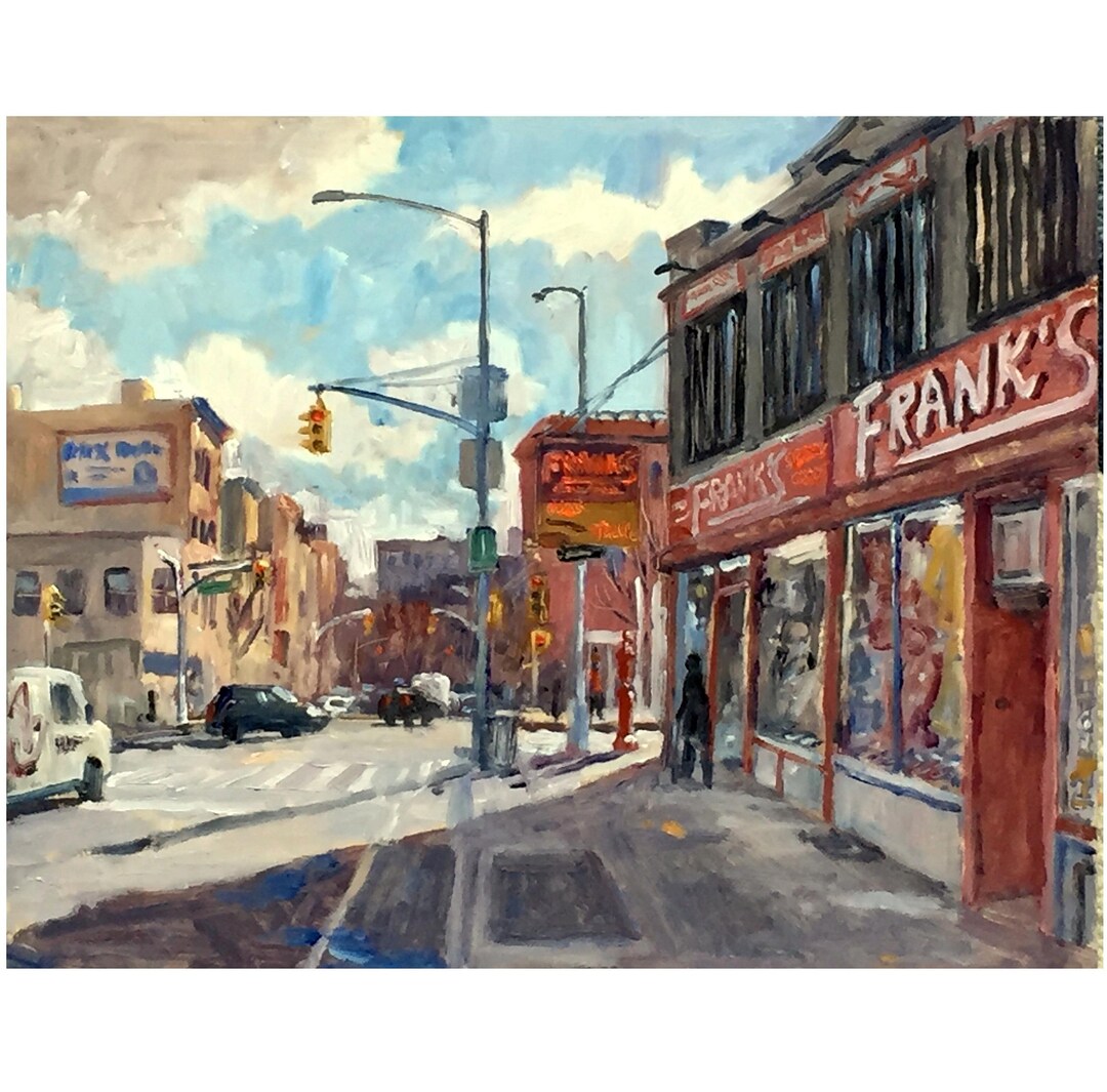 Bronx Cityscape Painting - Frank's Sporting Goods/nyc - 11x14 Oil on ...