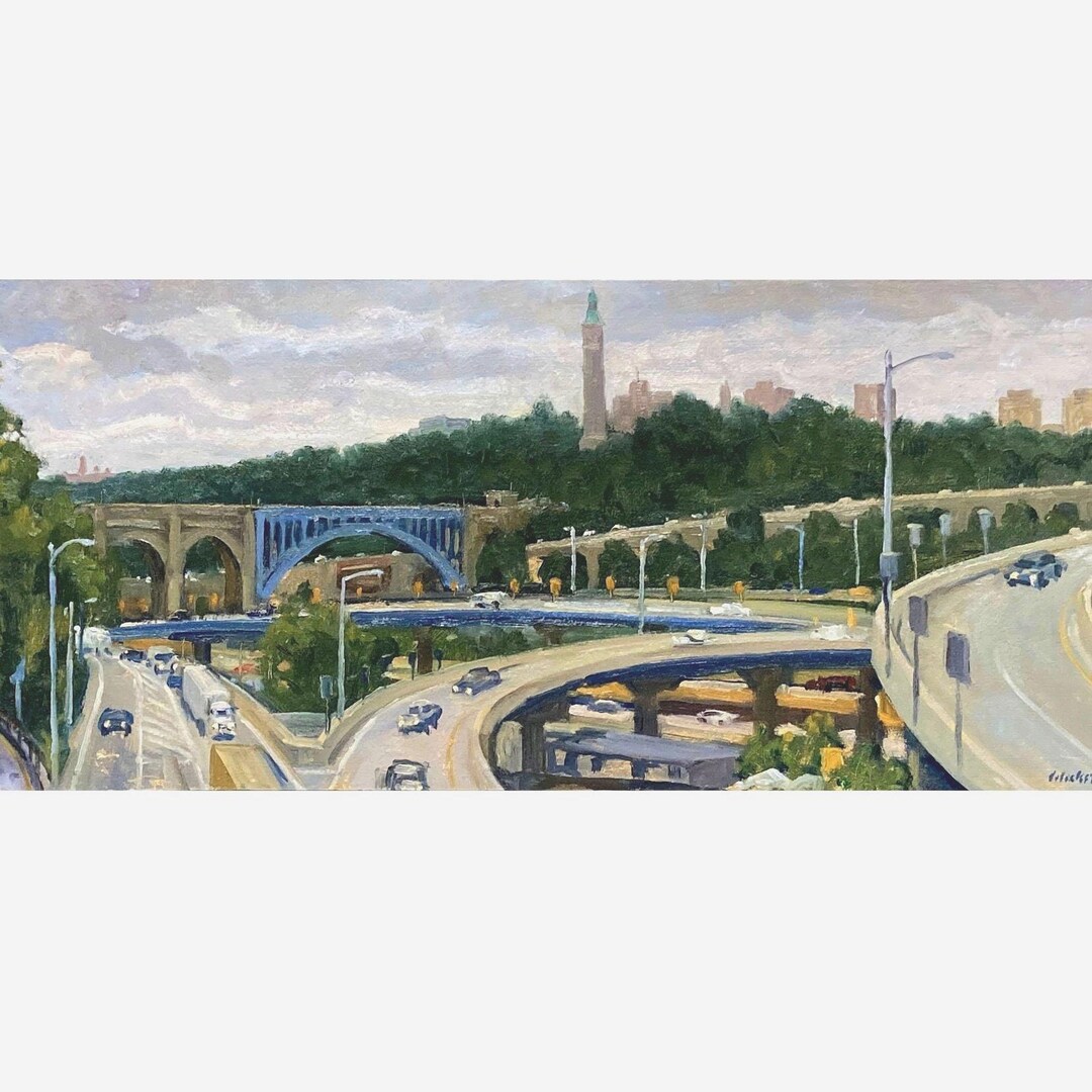 Bronx Landscape Painting - the High Bridge/nyc - 10x24 Oil on Panel - Etsy