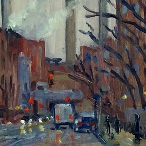 Rainy Twilight/avenue D/NYC 7x7 Oil on Panel, Original New York ...