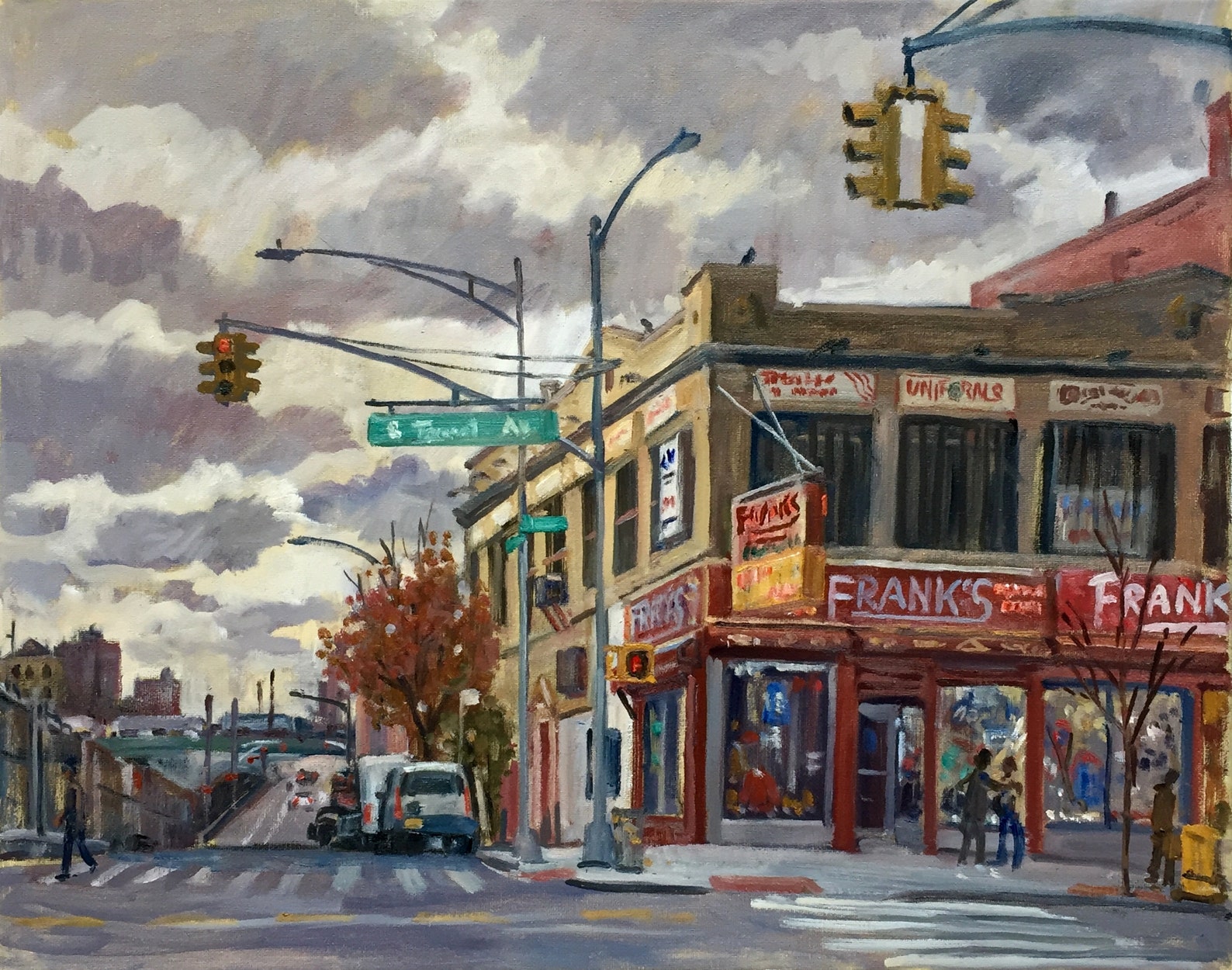 Bronx Cityscape Painting Frank's Sporting Goods/bronx/nyc 16x20 Oil on ...