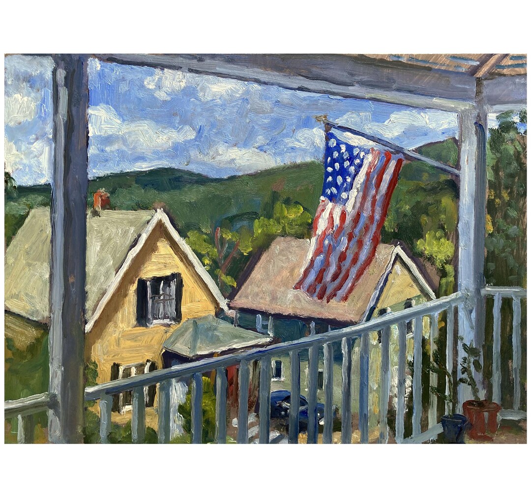 Original Oil Painting Sunny July 4th 9x12 Oil on Panel, Plein Air ...