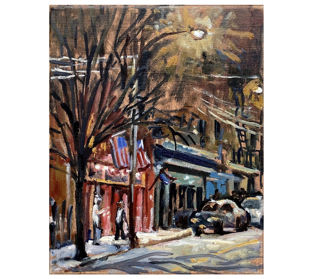 Village Station Pub/mamaroneck Nocturne- 8x10 Oil on Linen, Urban ...