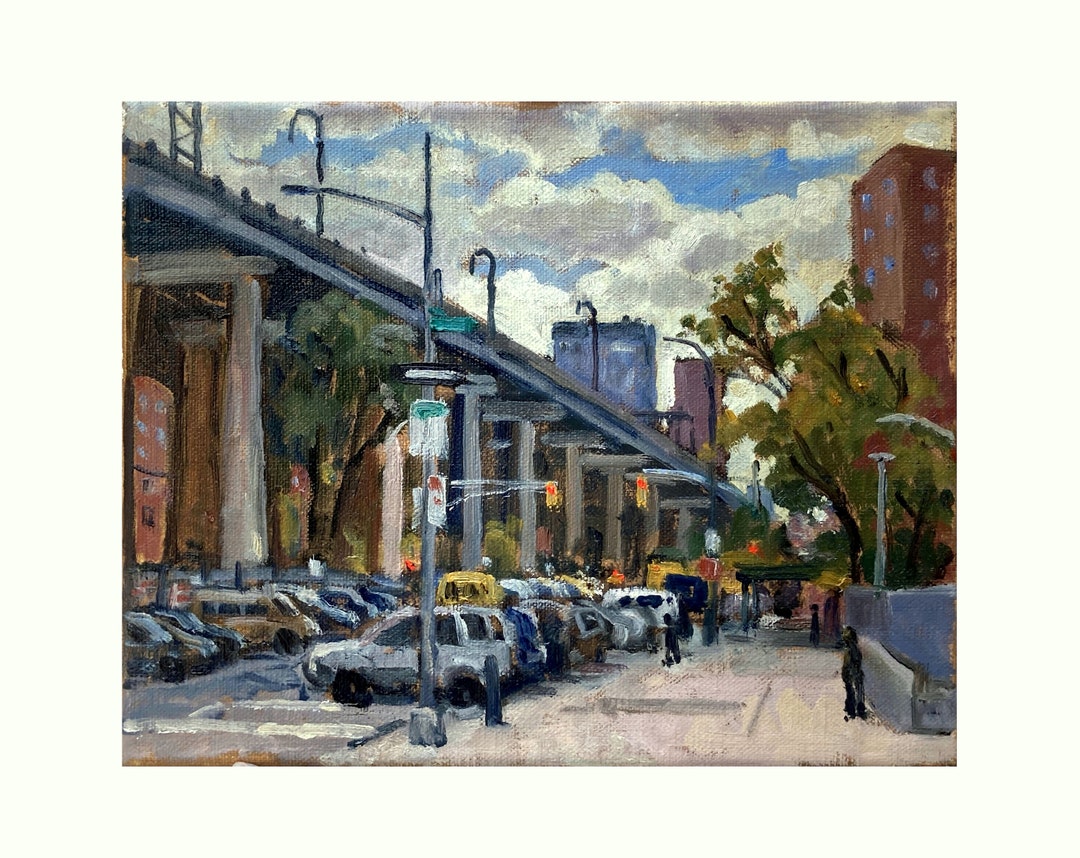 Delancey Street/williamsburg Bridge/nyc 8x10 Oil on Linen, New York ...