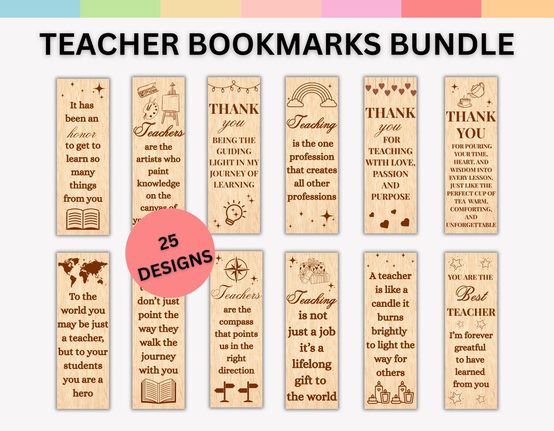 30 Engraved Teacher Bookmark Bundle – Laser Cut Designs With ...