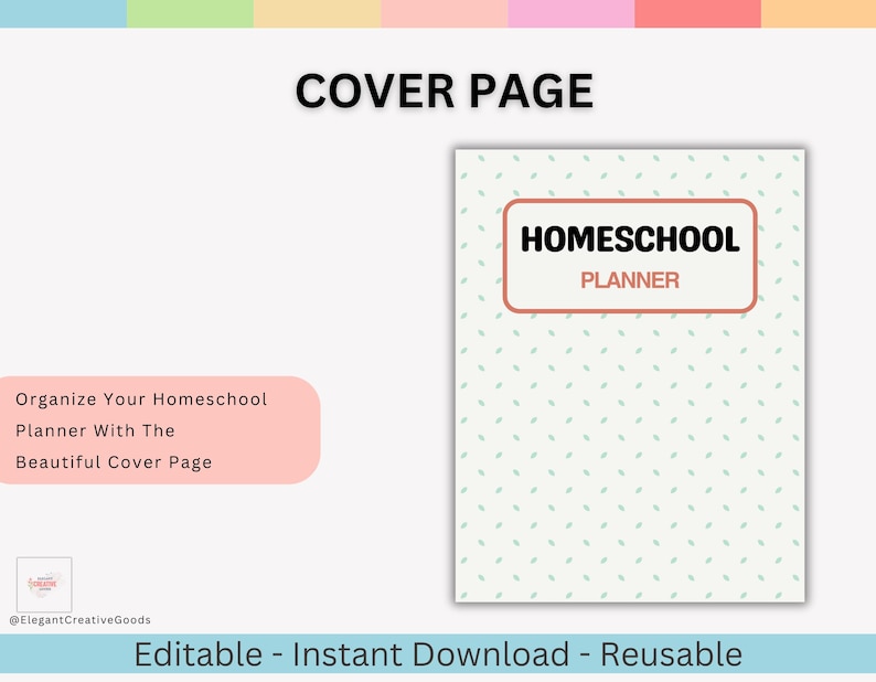 Editable Homeschool Planner 2025-2026, Kids Homeschool Organizer ...