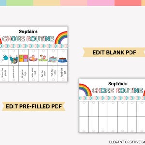 Chore Routine Chart Editable Printable, Morning Evening Bedtime Flip ...