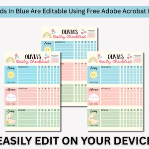 Kids Daily School Checklist, Printable Chore Chart, Responsibility ...