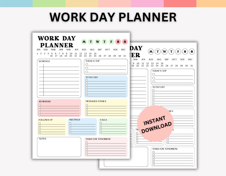 Daily Work Planner | Monthly Digital Productivity Organizer | Fillable ...