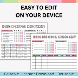 Editable Homeschool Checklist | Printable Daily Schedule & Student Checklist | Homeschool ...