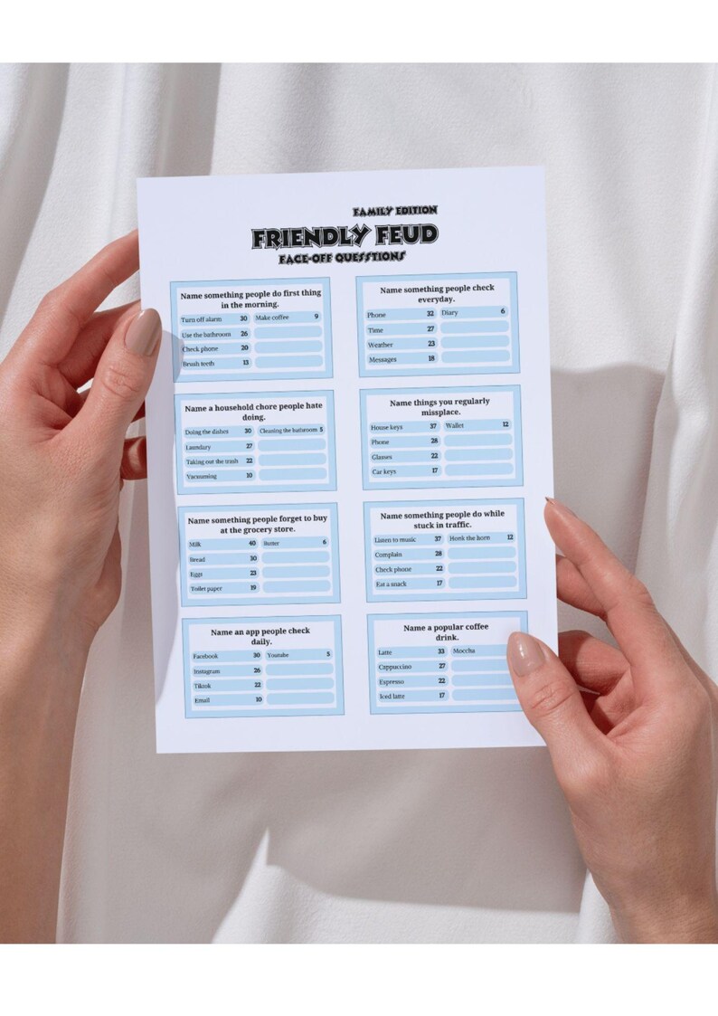 Family, Friendly Feud Printable Party Game, Fun Group Game, Game Night ...