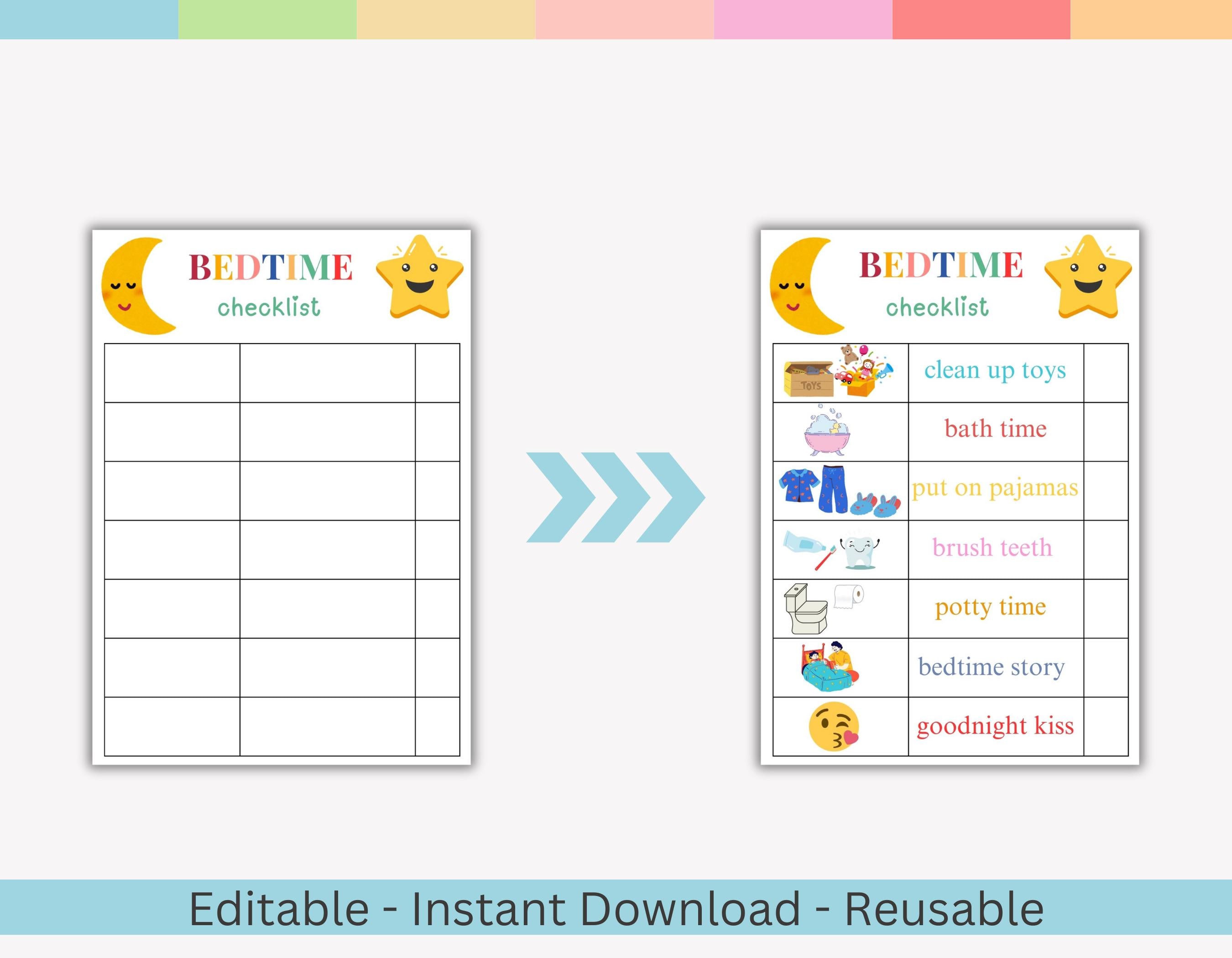 Morning Routine Checklist, Bedtime Routine Kids, Printable ...