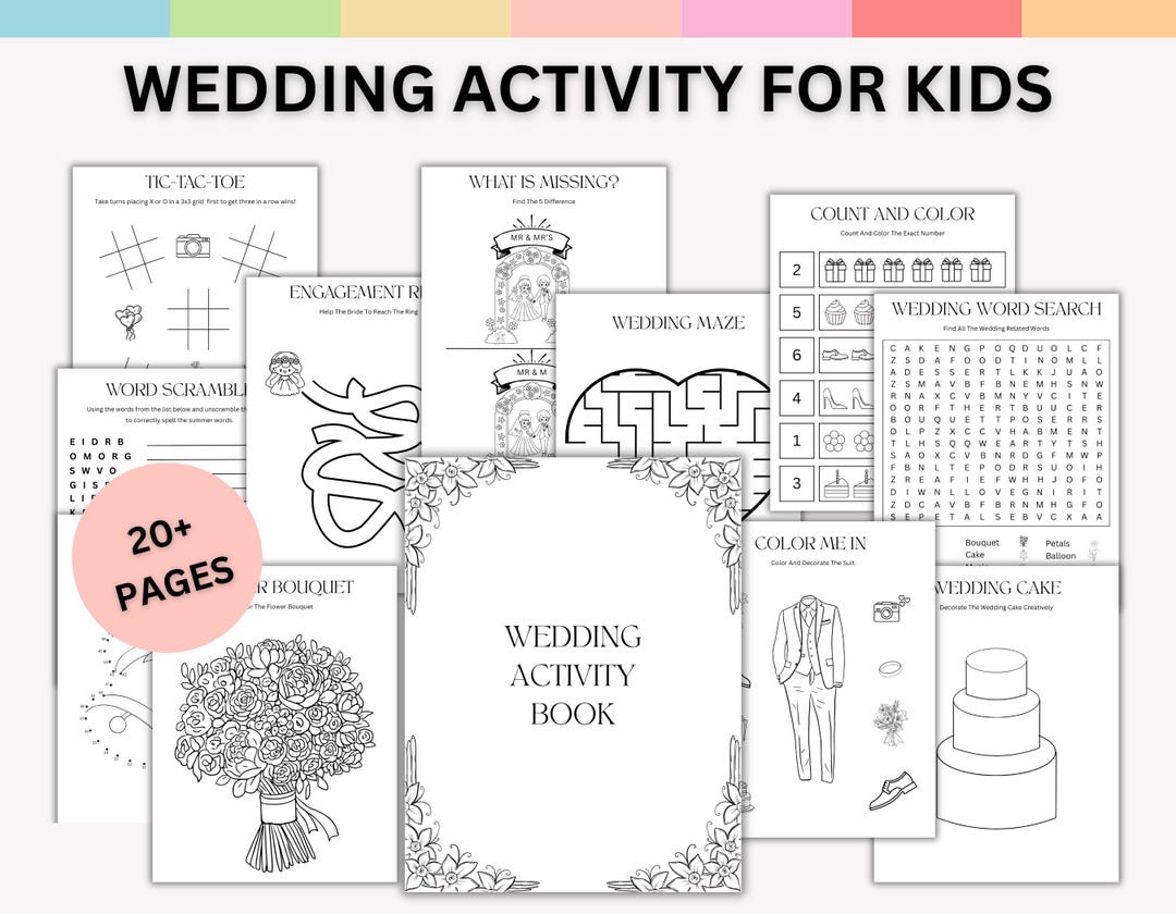 Personalized Wedding Coloring Book, 20+ Editable Activity Pages for ...