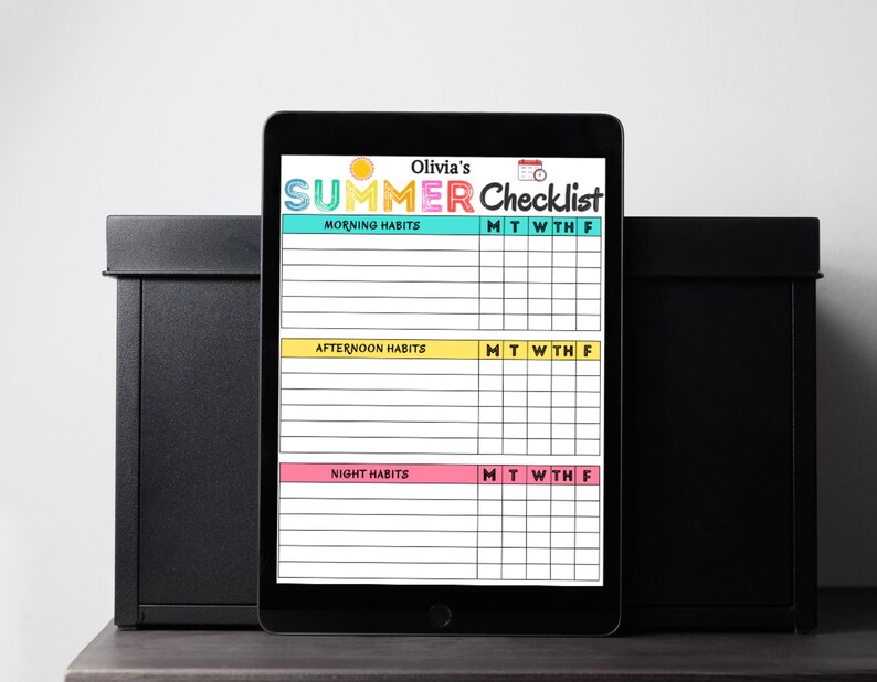 Summer Checklist, Editable Summer Daily Checklist for Kids, Printable ...
