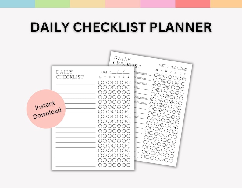 Editable Daily Checklist, Daily Planner, Daily Task, Daily to Do List ...