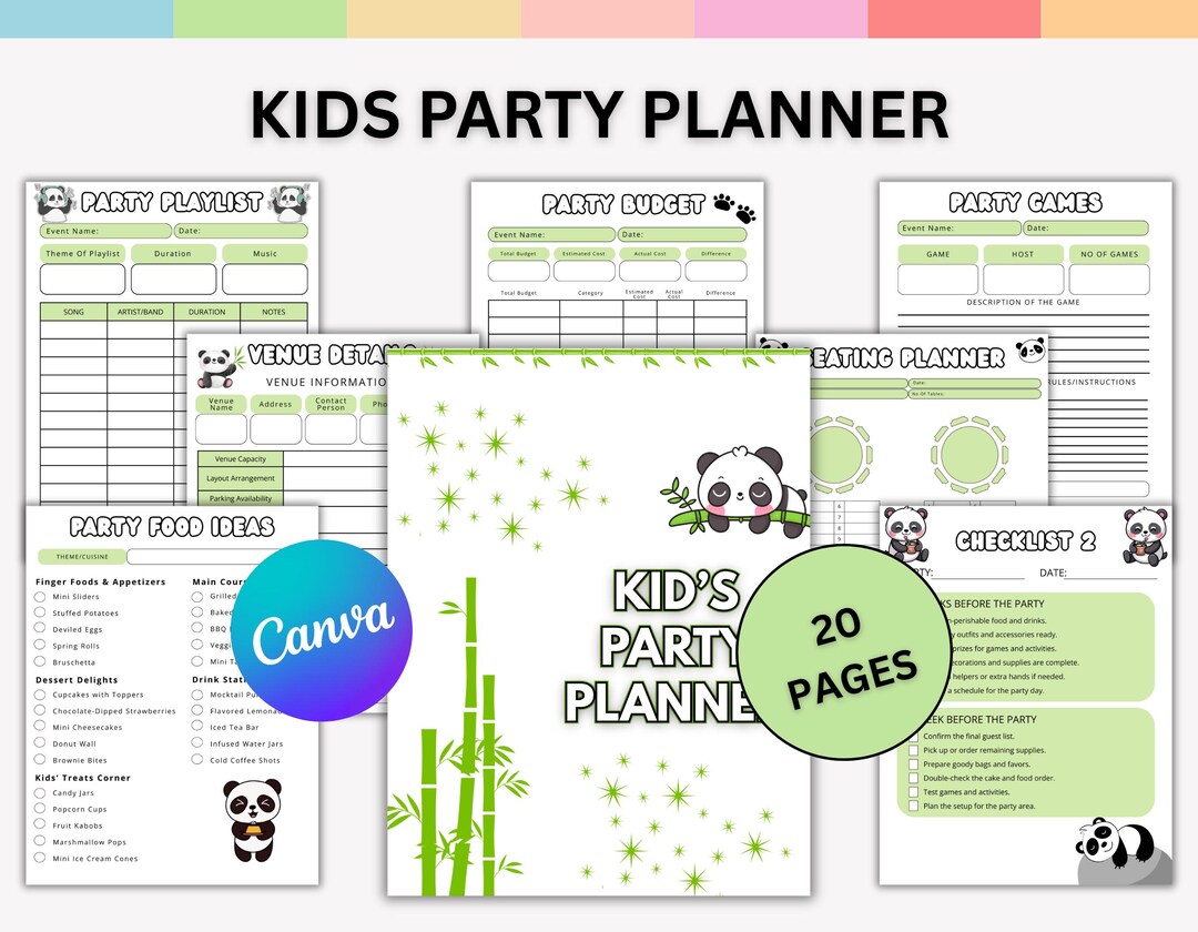 Panda Party Planner | Kids Birthday Organizer | Printable Party ...