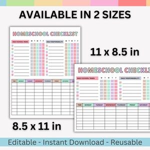 Editable Homeschool Checklist | Printable Daily Schedule & Student ...