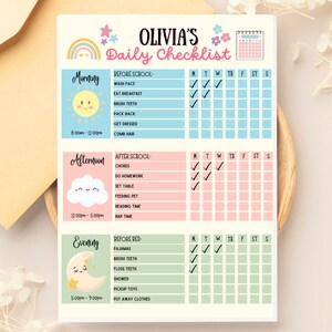 Kids Daily School Checklist, Printable Chore Chart, Responsibility ...