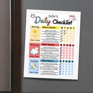 Kids Daily Checklist, Printable Chore Chart, Responsibility Chart ...