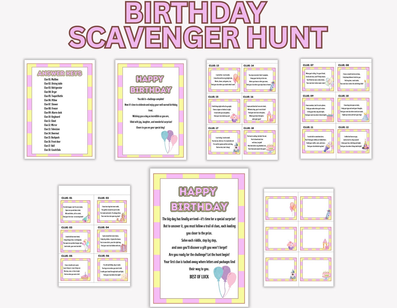 Birthday Scavenger Hunt for Kids, Editable Birthday Scavenger Hunt ...
