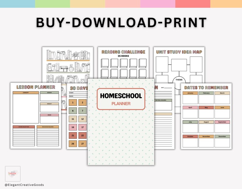 Editable Homeschool Planner 2025-2026, Kids Homeschool Organizer ...