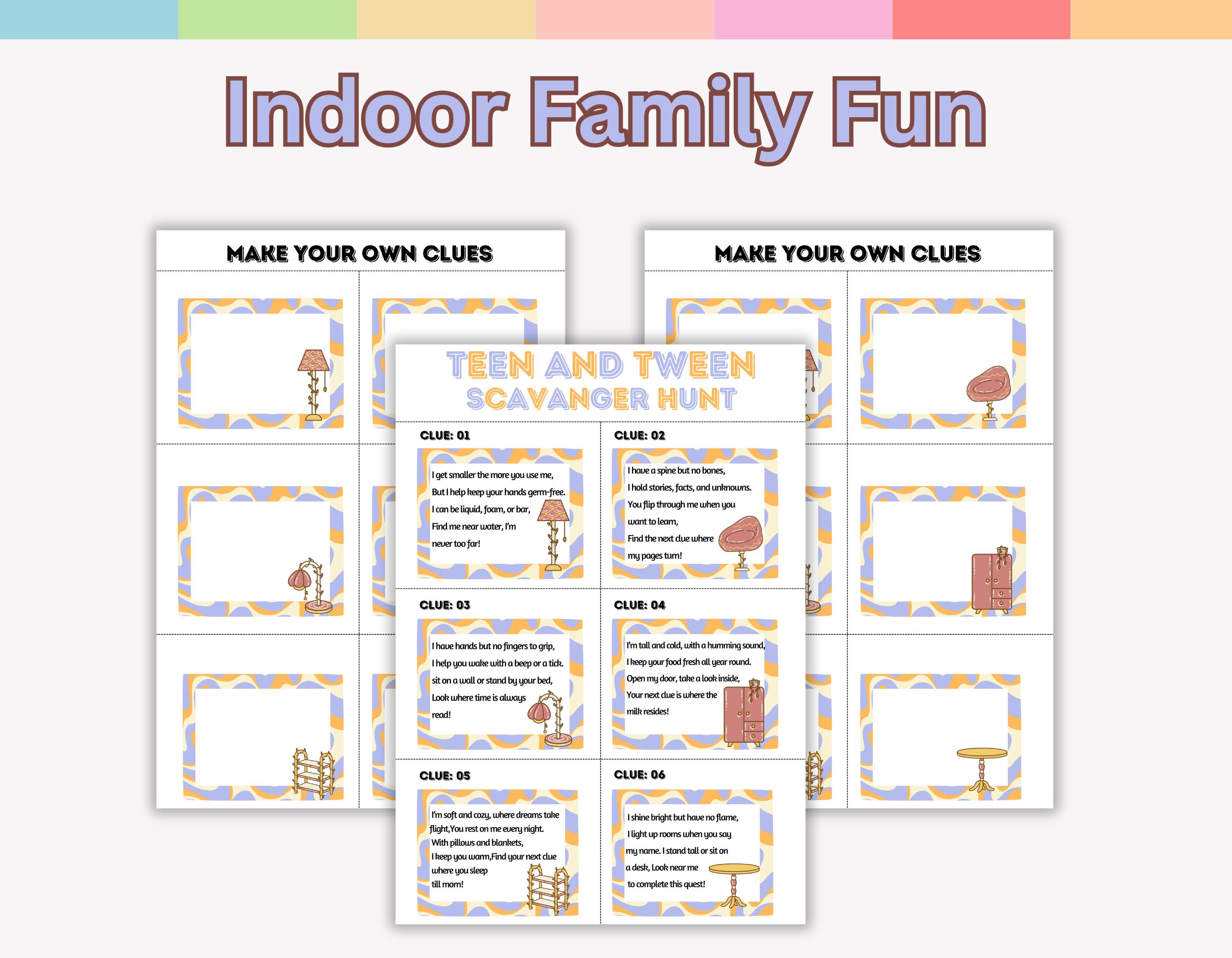 Teen and Tween Scavenger Hunt, Treasure Hunt Clues for Teens, Scavenger ...