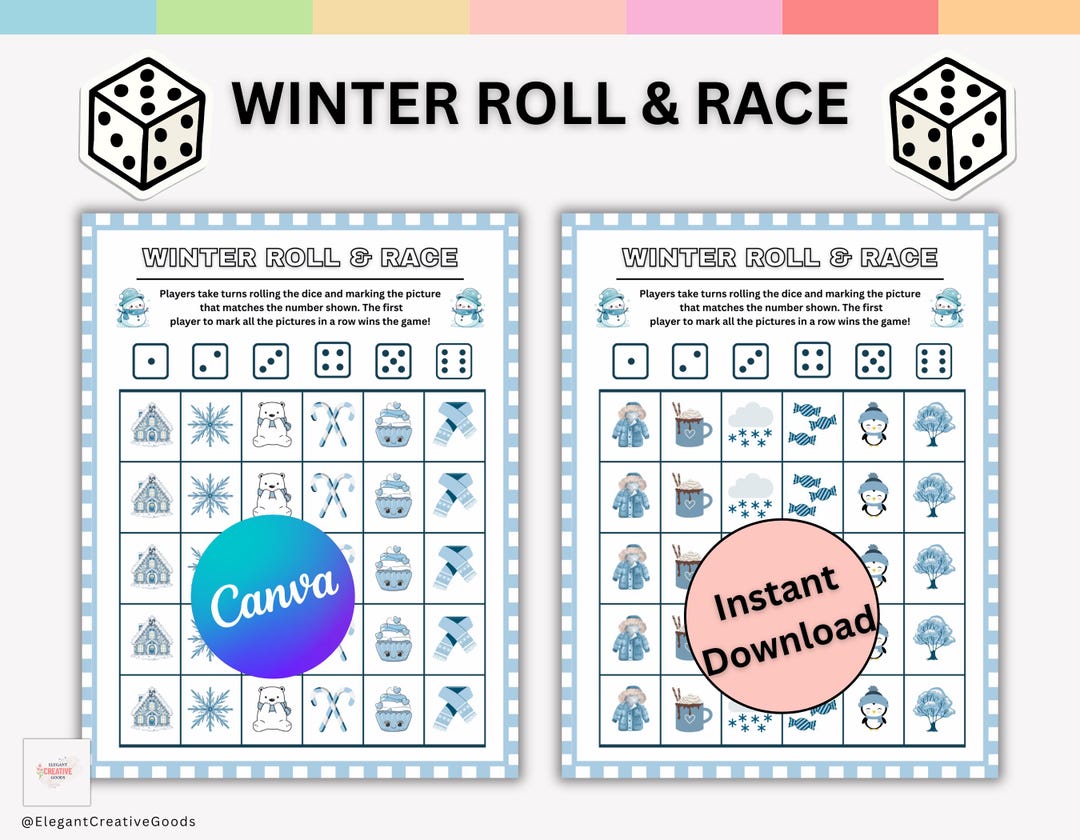 Winter Dice Game, Winter Roll and Race Game, Winter Dice Game, Fun Snow ...