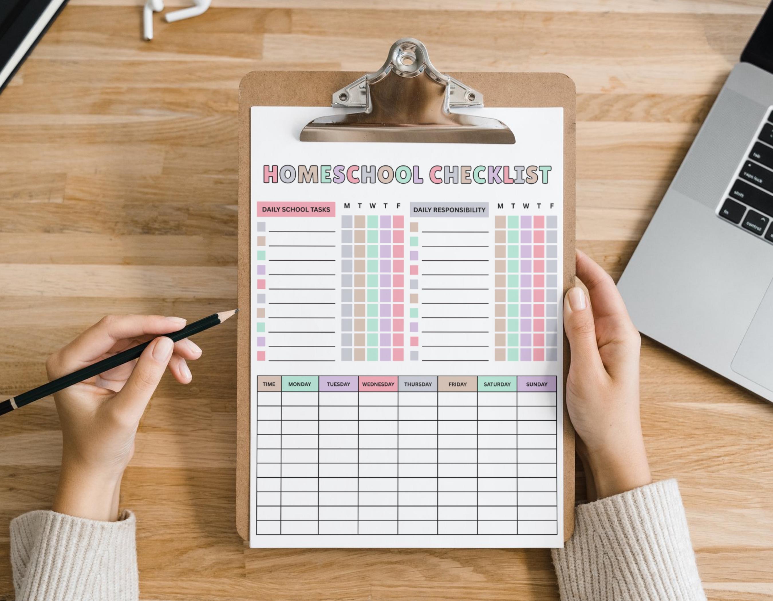 Editable Homeschool Checklist | Printable Daily Schedule & Student ...