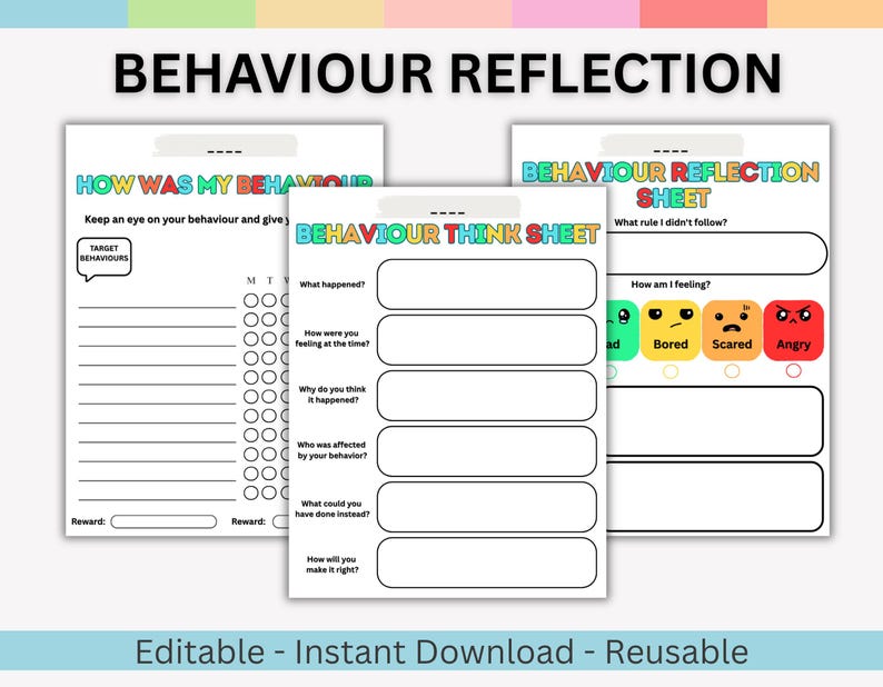 Editable Kids Behaviour Chart Bundle, ABC Behaviour Chart,toddler ...