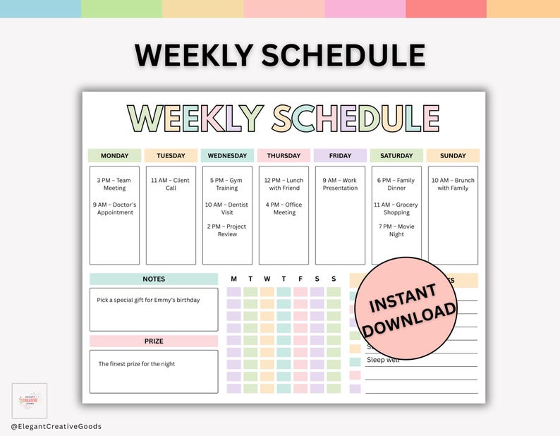 Editable Weekly Planner Printable | Flexible Weekly Schedule & To-do ...