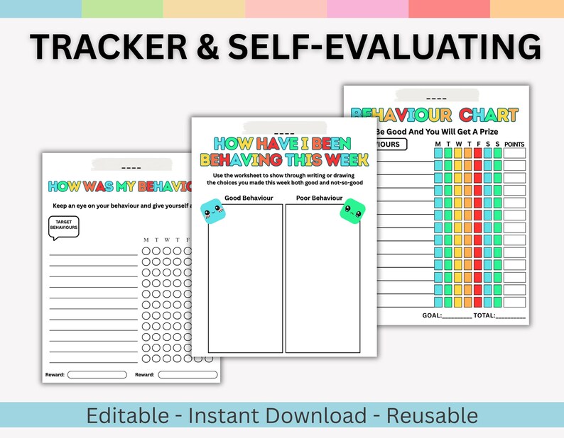 Editable Kids Behaviour Chart Bundle, ABC Behaviour Chart,toddler ...
