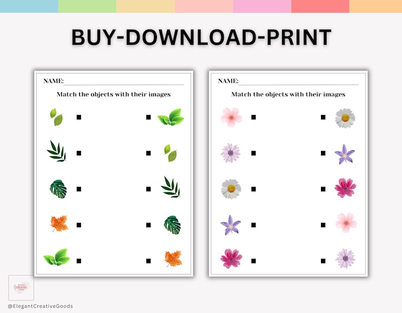 20 Educational Matching Worksheets for Kids | Picture Match Activity ...